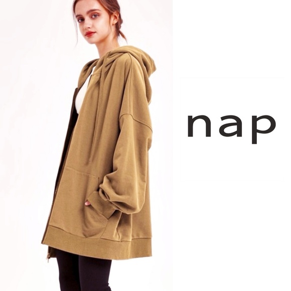 Nap | Tops | Nap Womens Oversized Zip Up Hoodie Loungewear Camel Flax ...